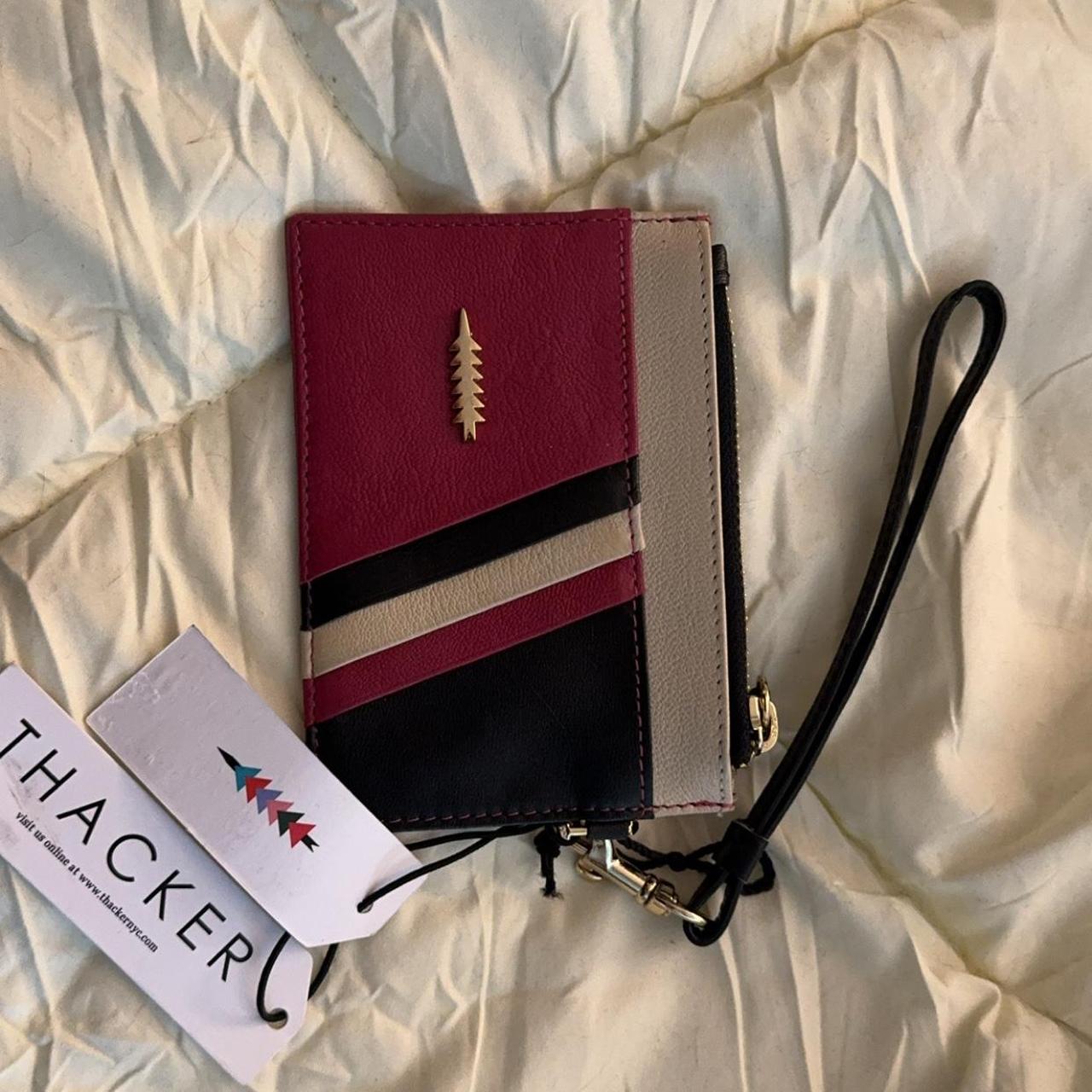 Burgundy and black Thacker nyc leather wallet with... - Depop
