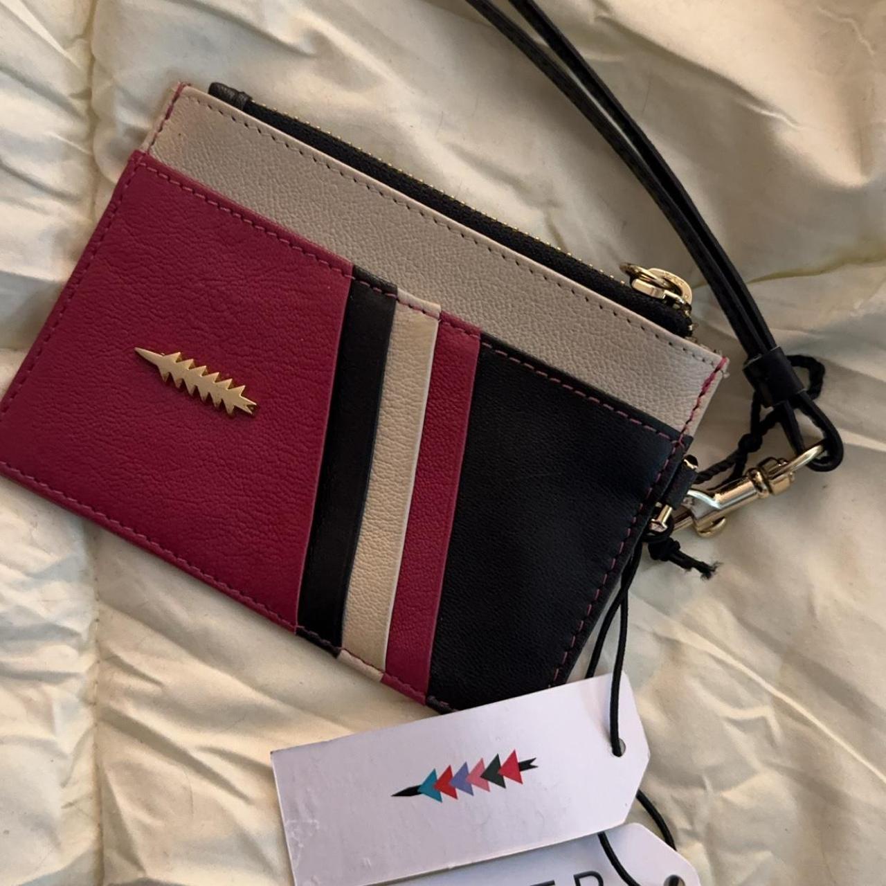 Burgundy and black Thacker nyc leather wallet with... - Depop