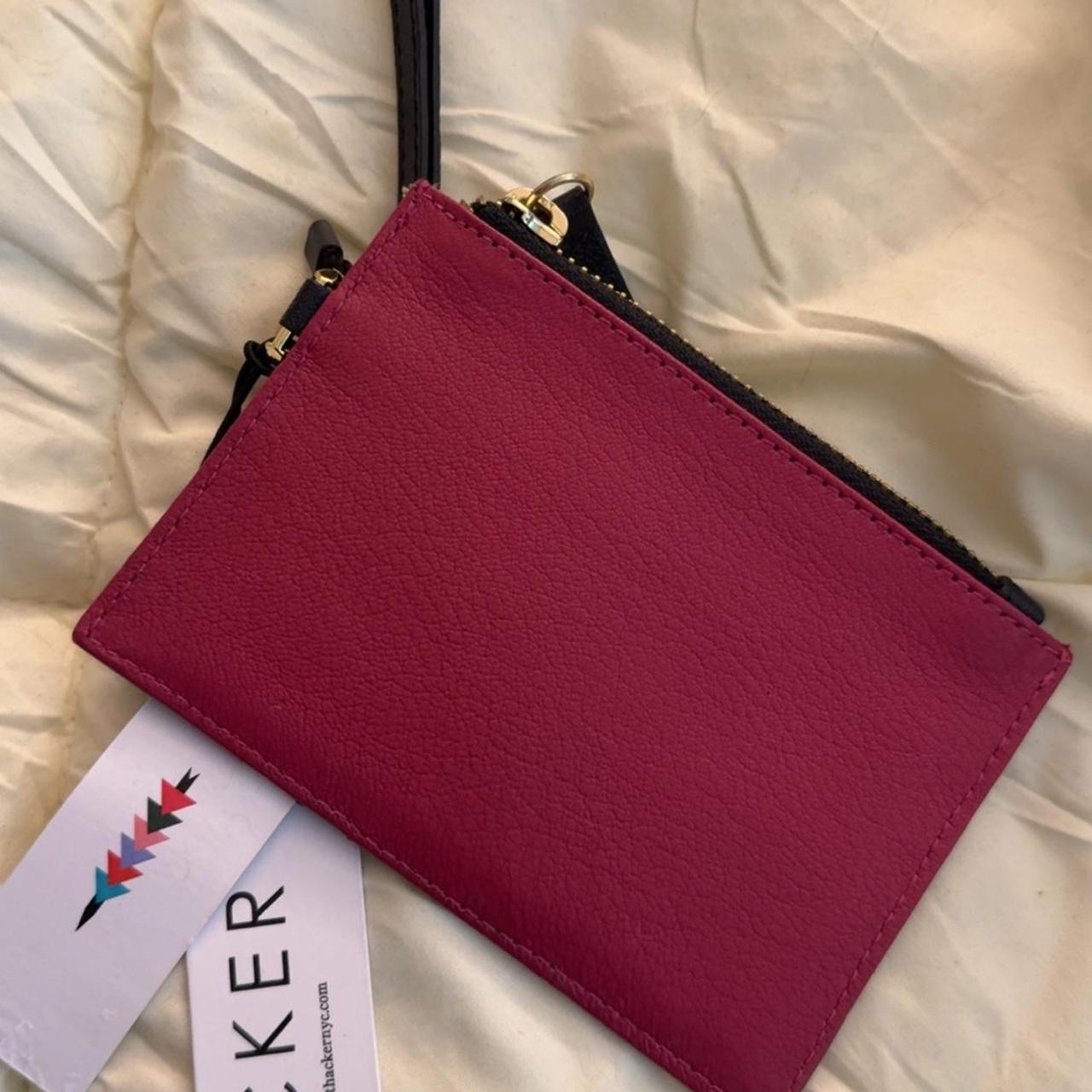 Burgundy and black Thacker nyc leather wallet with... - Depop