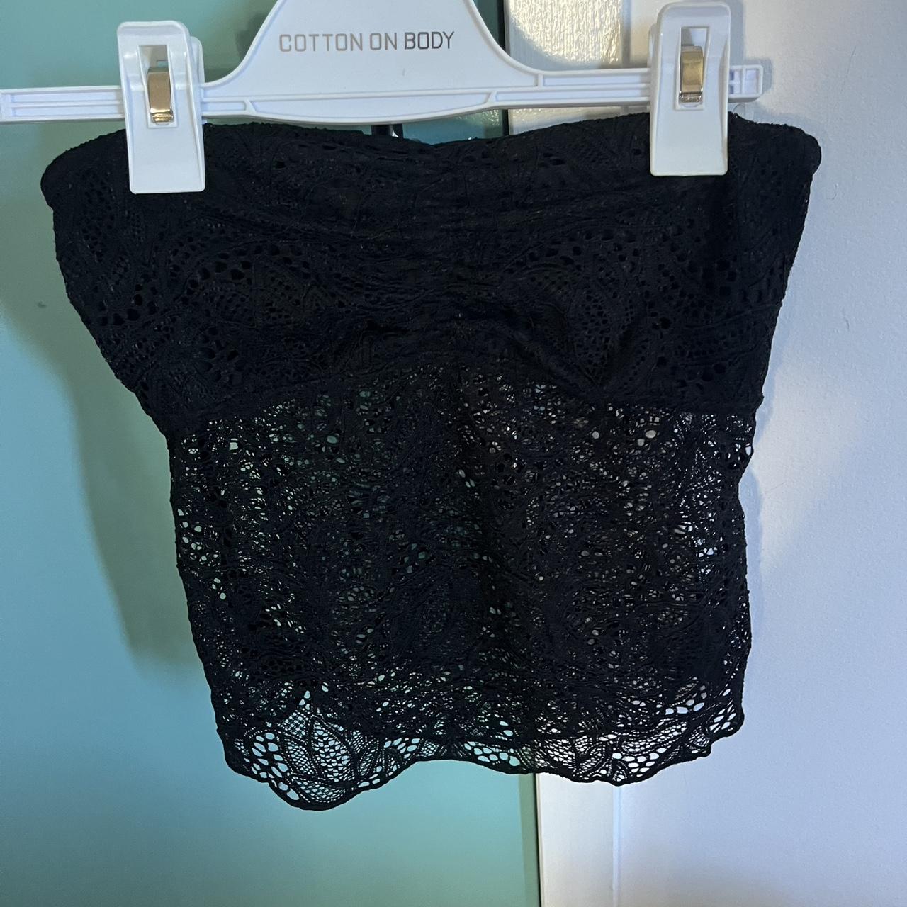 black lace supre strapless top never worn with tags... | Depop
