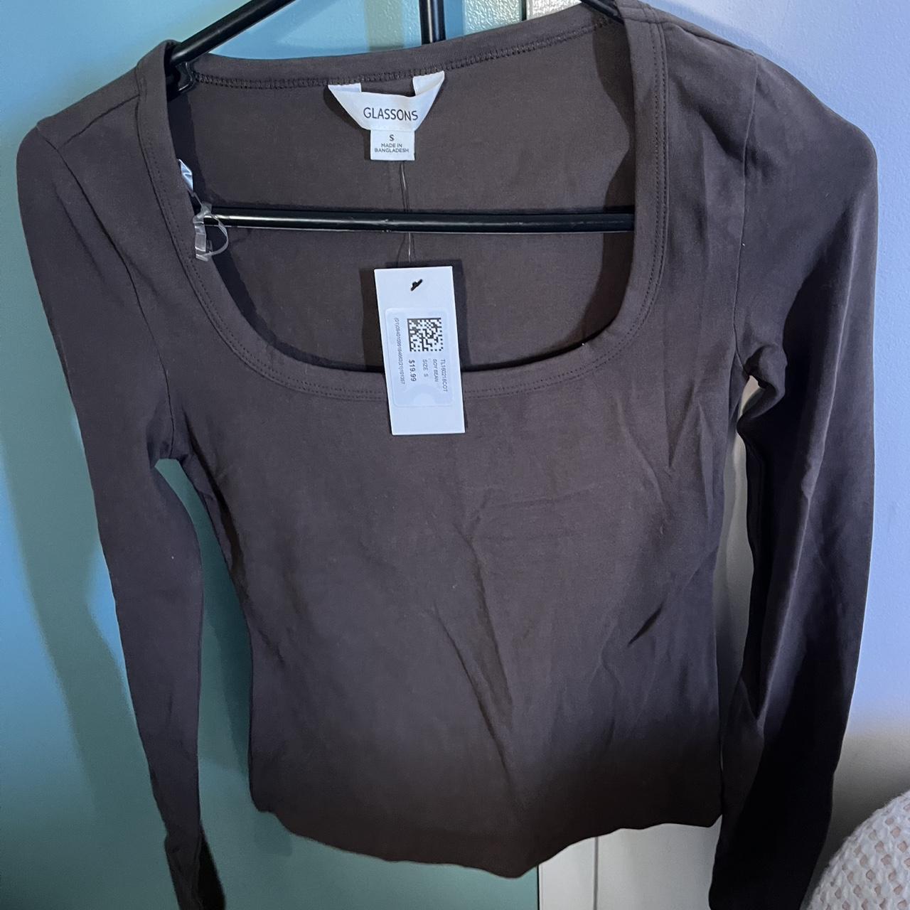 Glassons brown scoop neck long sleeve top Never worn... | Depop