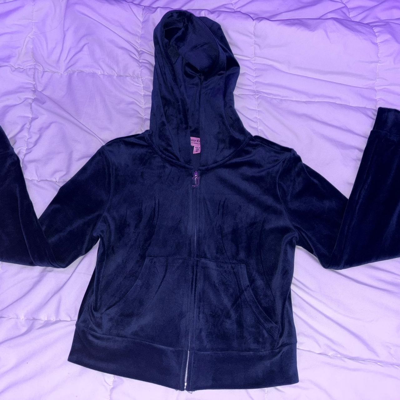 navy blue juicy couture velour zip up | Depop
