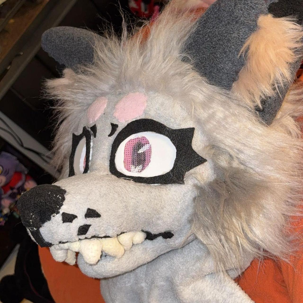 grey wolf fursuit mask lined fits smaller... | Depop
