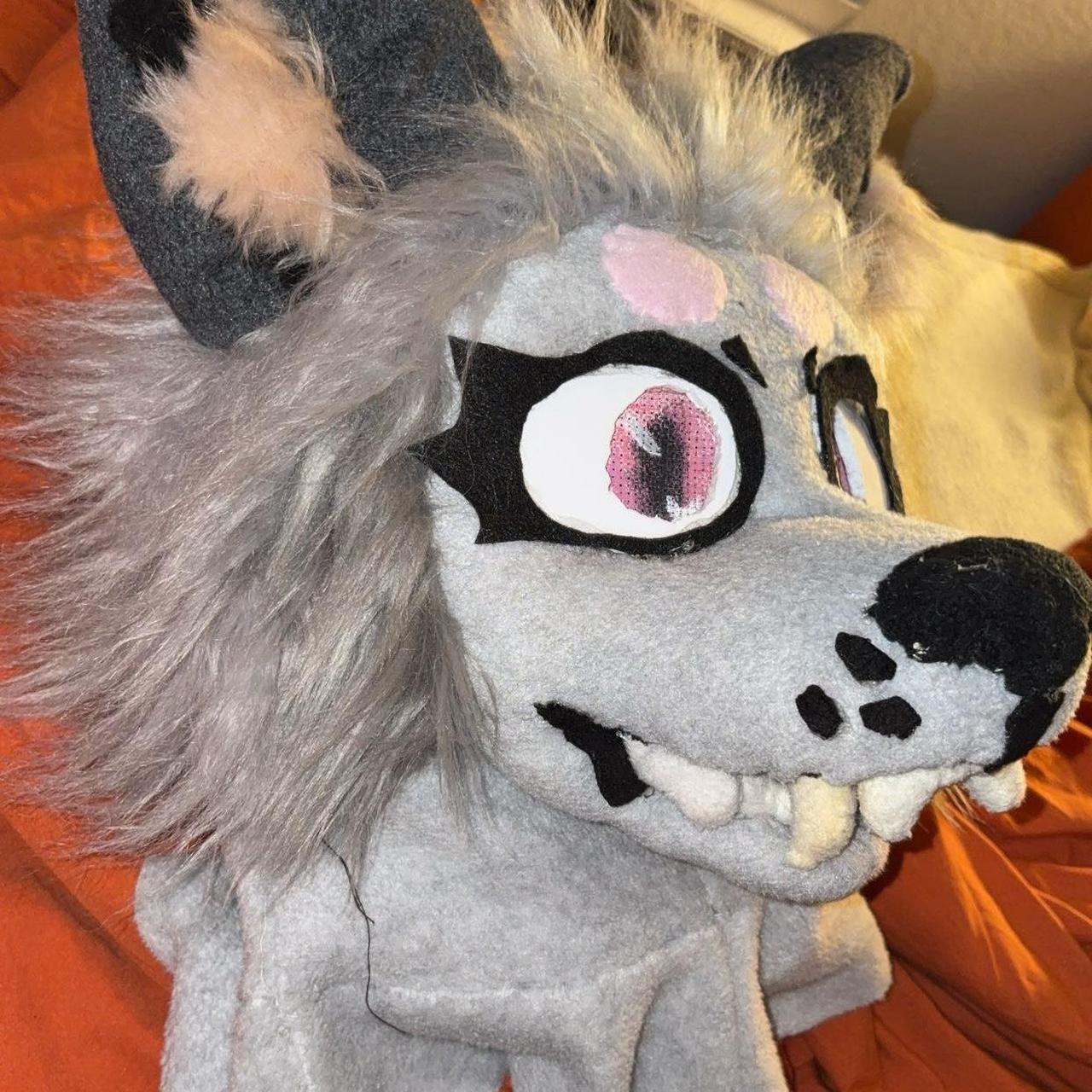 grey wolf fursuit mask lined fits smaller... | Depop