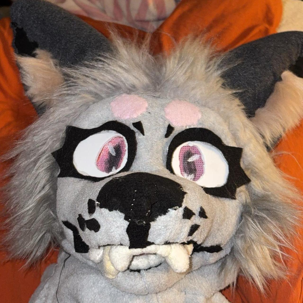 grey wolf fursuit mask lined fits smaller... | Depop