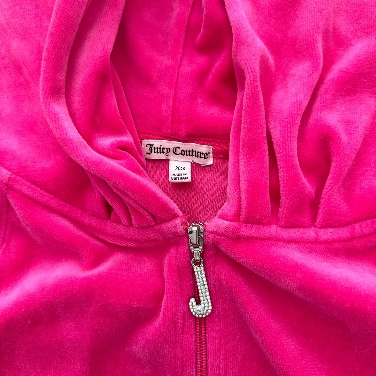 JUICY COUTURE velour zip up hoodie in hot pink with... - Depop