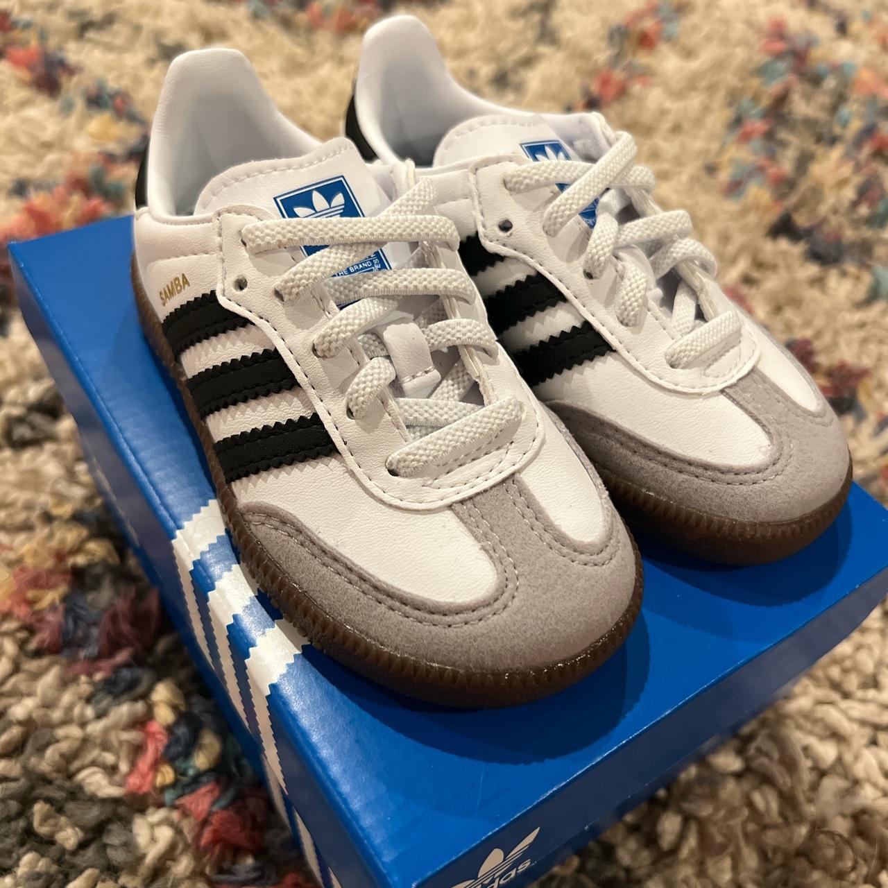 Adidas sambas in white grey and black original color... - Depop