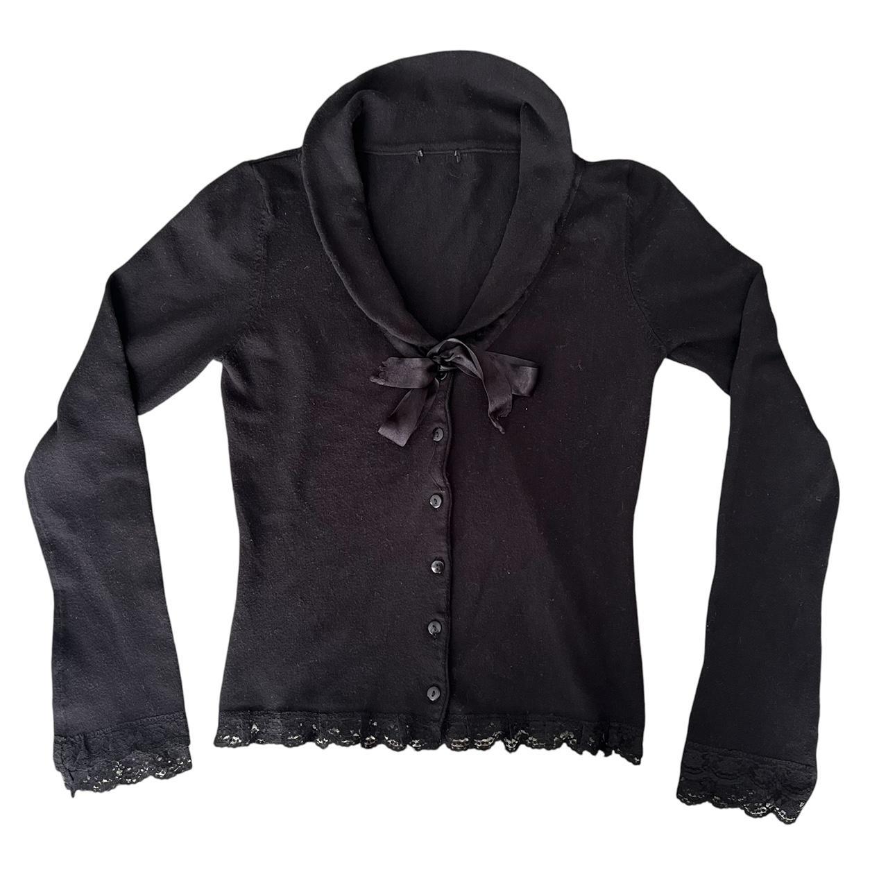 Black Lacey Trim Button Up 🌀 Size: S Measurements... - Depop