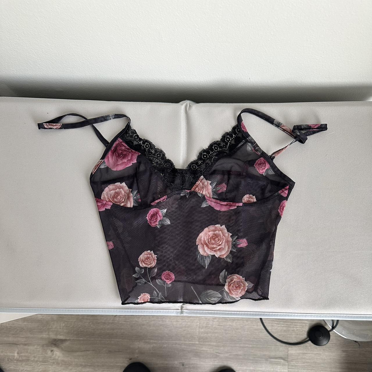 women’s size, small rose tank top with lace - Depop