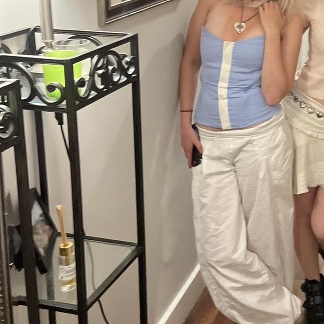 Pinstripe blue corset top Super cute and preppy... - Depop