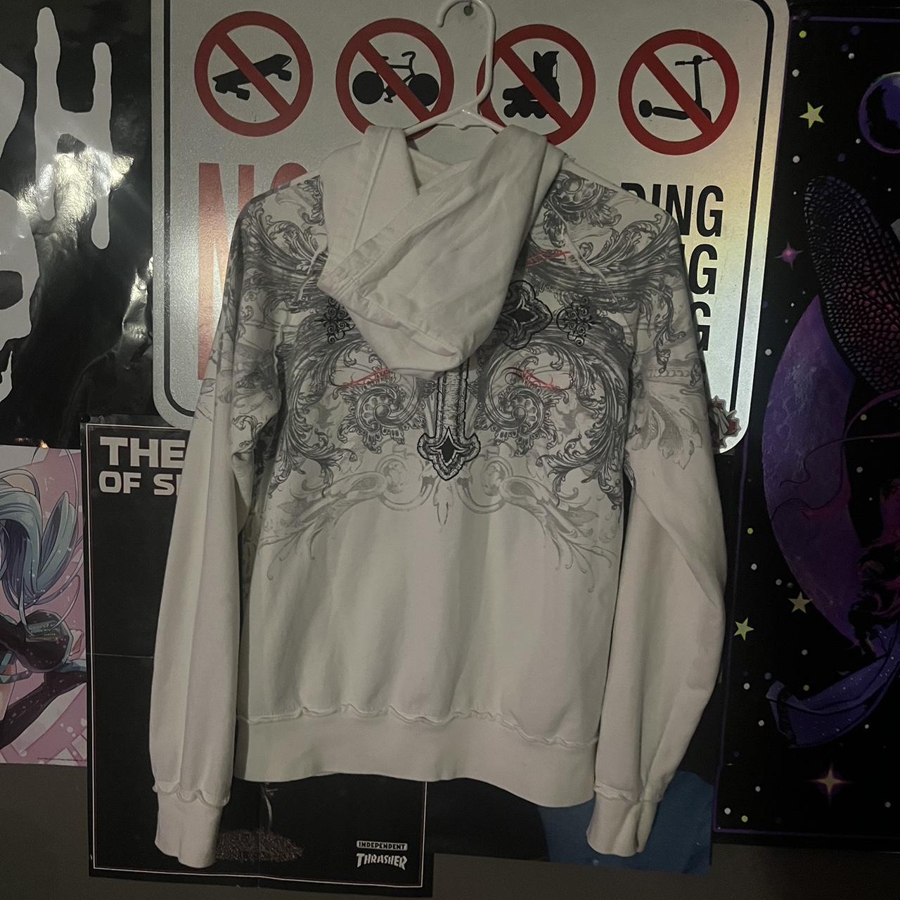 sinful by affliction all over print jacket shiny... - Depop