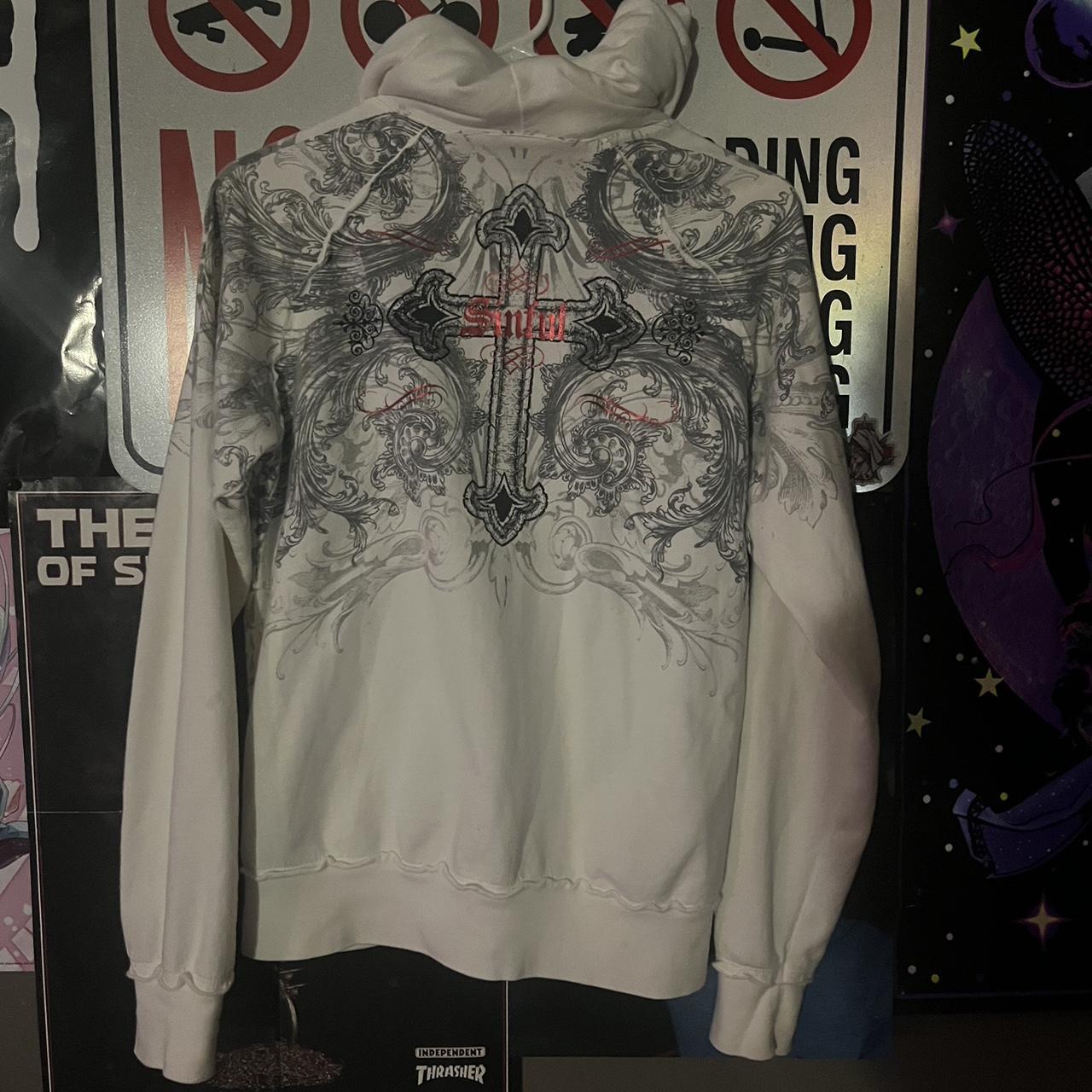 sinful by affliction all over print jacket shiny... - Depop