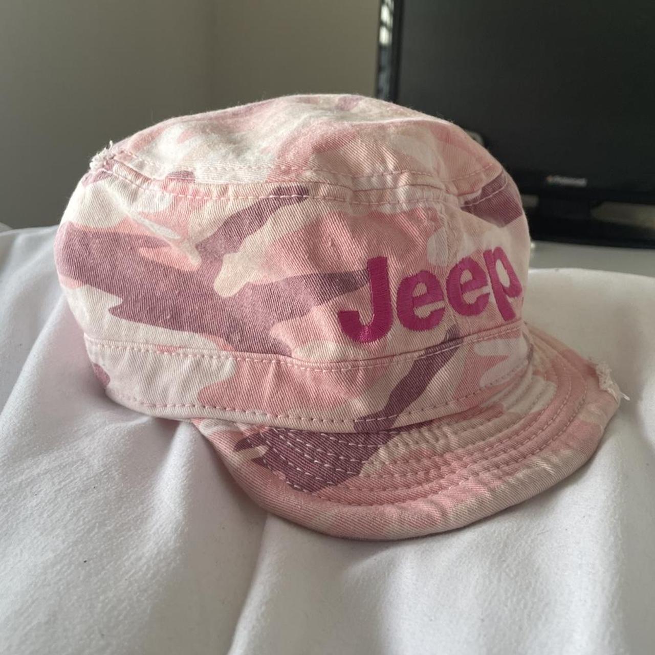 Jeep Women's Pink and White Hat | Depop