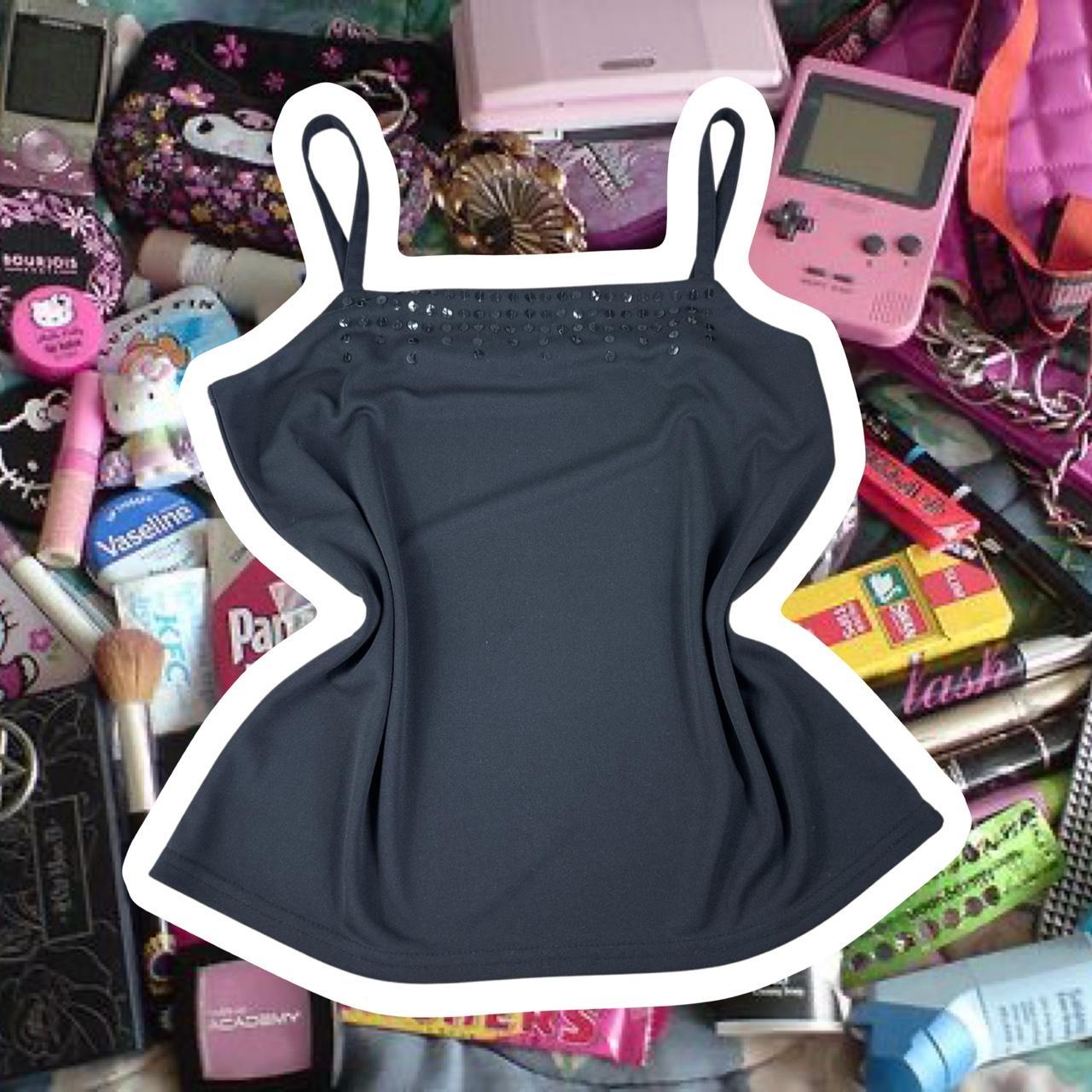 Bhs y2k style sequin party summer holiday black cami... - Depop