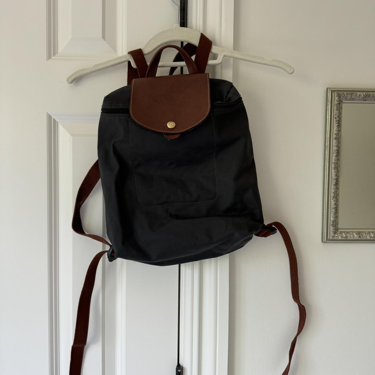 Longchamp black and brown backpack #longchamp #minibag - Depop