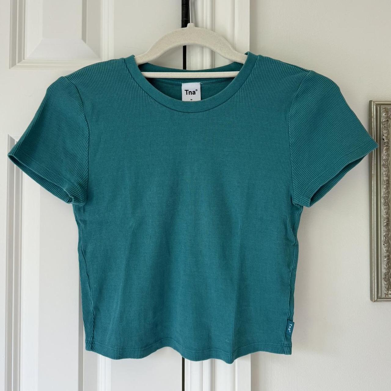 TNA teal ribbed crop top #croptop #teal #TNA - Depop