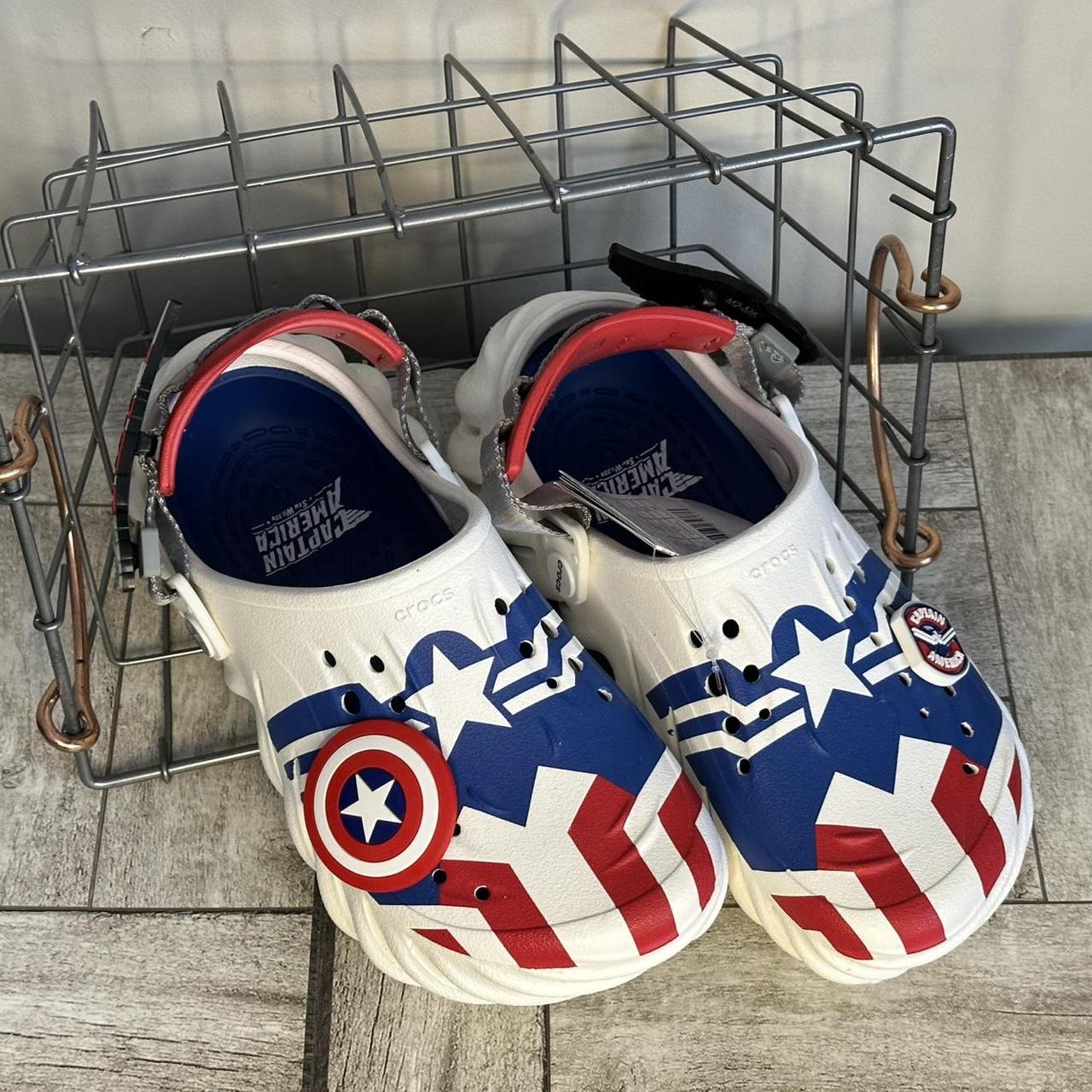 Captain America Crocs echos #CaptainAmerica #Crocs... - Depop