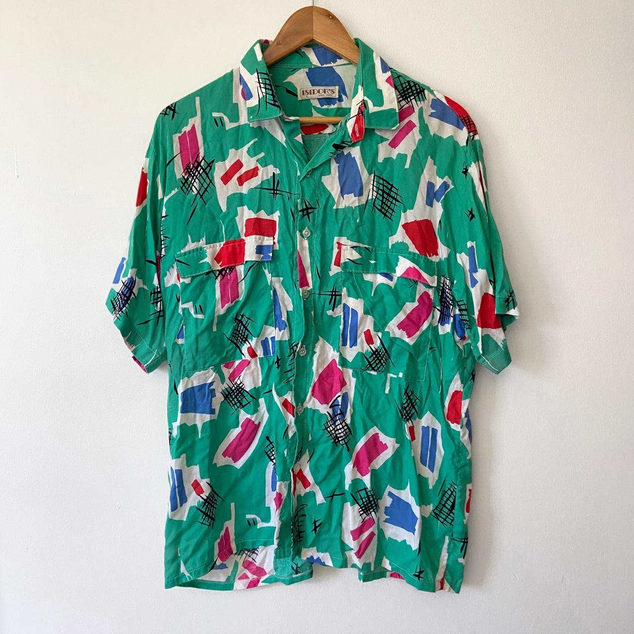 90’s Vintage ~ Colourful Abstract Pattern Shirt ~... - Depop