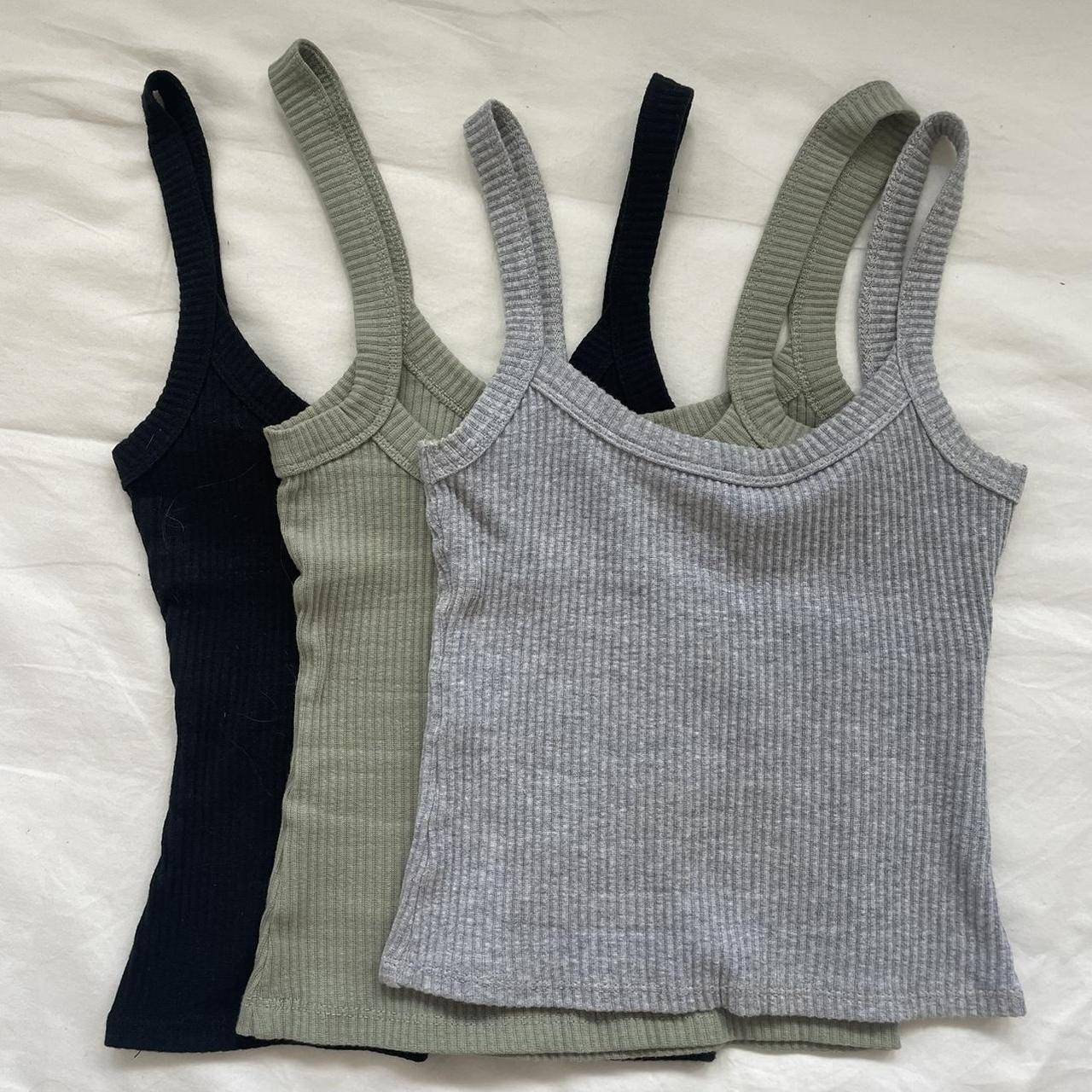 three pack of riri tanks from super black, grey and... - Depop