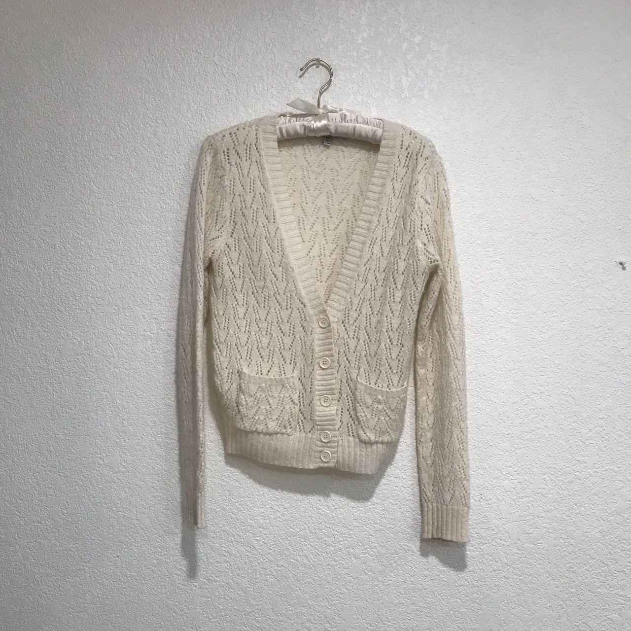 Cream knitted Cardigan Size M Brand I love H81 #knit... | Depop