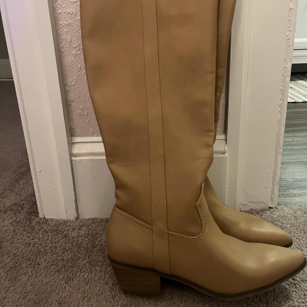 Tan Target tall boots! Never worn!! 9-1/2!! - Depop