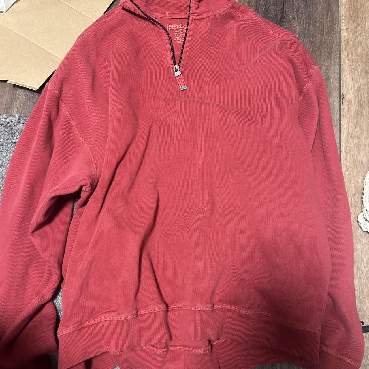 oversized red half zip kirkland - Depop