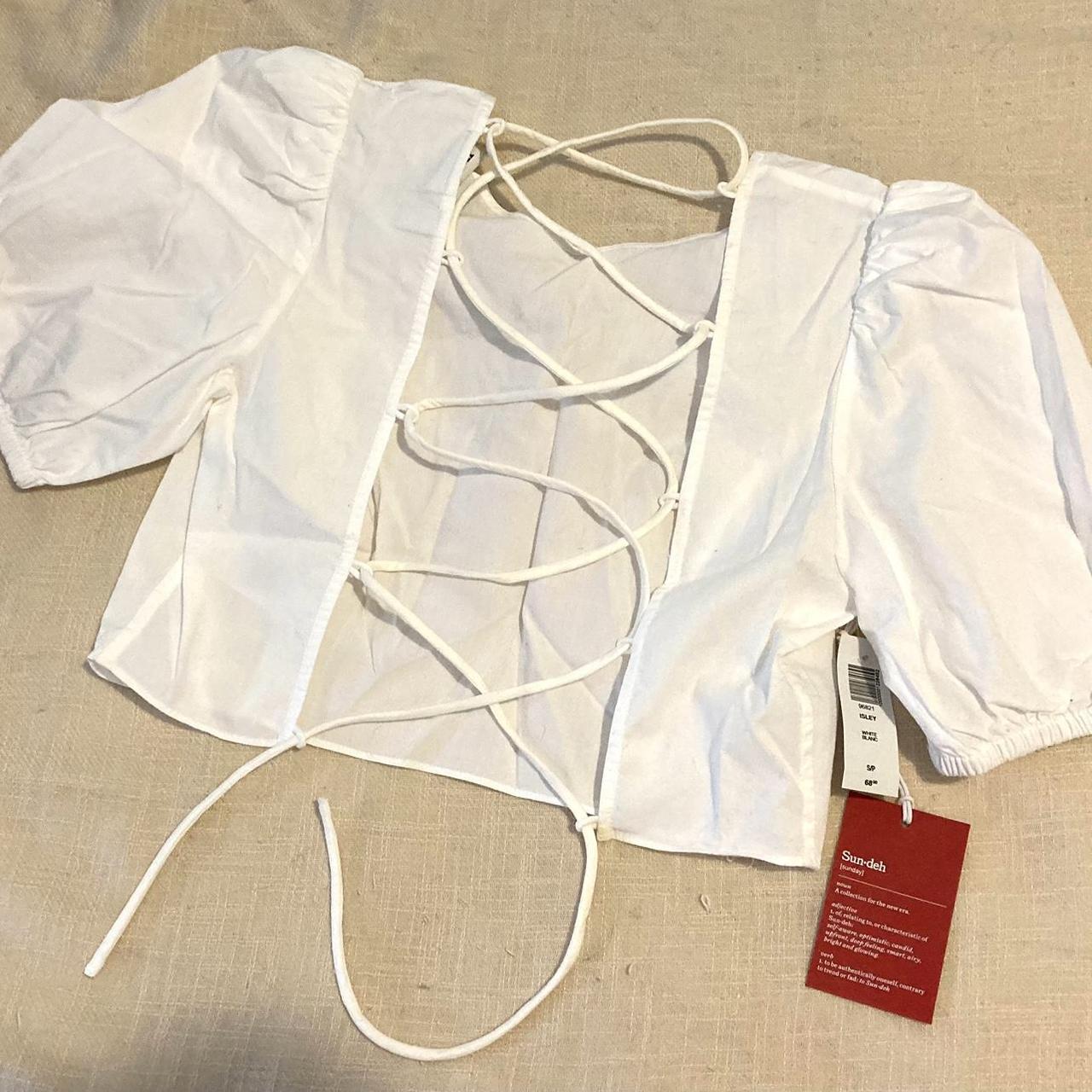 Aritzia Sun-Deh Isley top! White open lace up back... | Depop