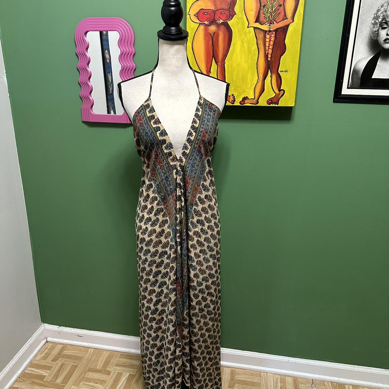 Royal boho long V neck slip maxi dress Size... - Depop