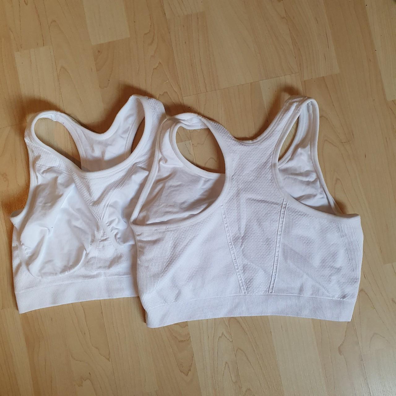 Two pack of white unlined sports Bras Racer back... - Depop