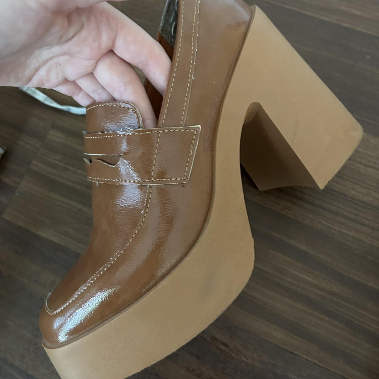 🧸Brown and tan platform shoes 👞 - worn a few times,... - Depop
