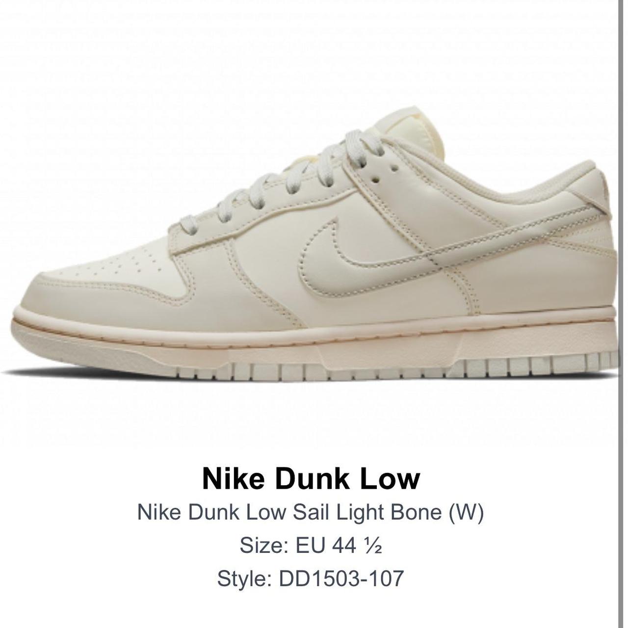 Grey Nike Dunk Low Sail Light Bone trainers in size... - Depop