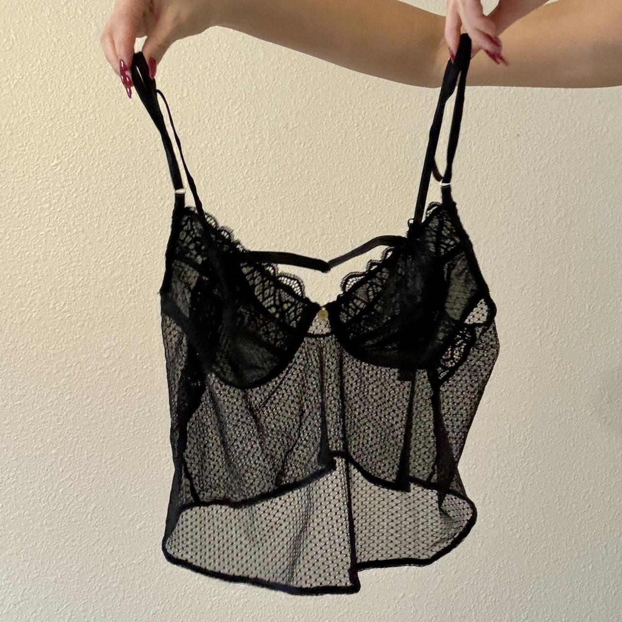 Black gooseberry intimates sheer lace top Picture... - Depop
