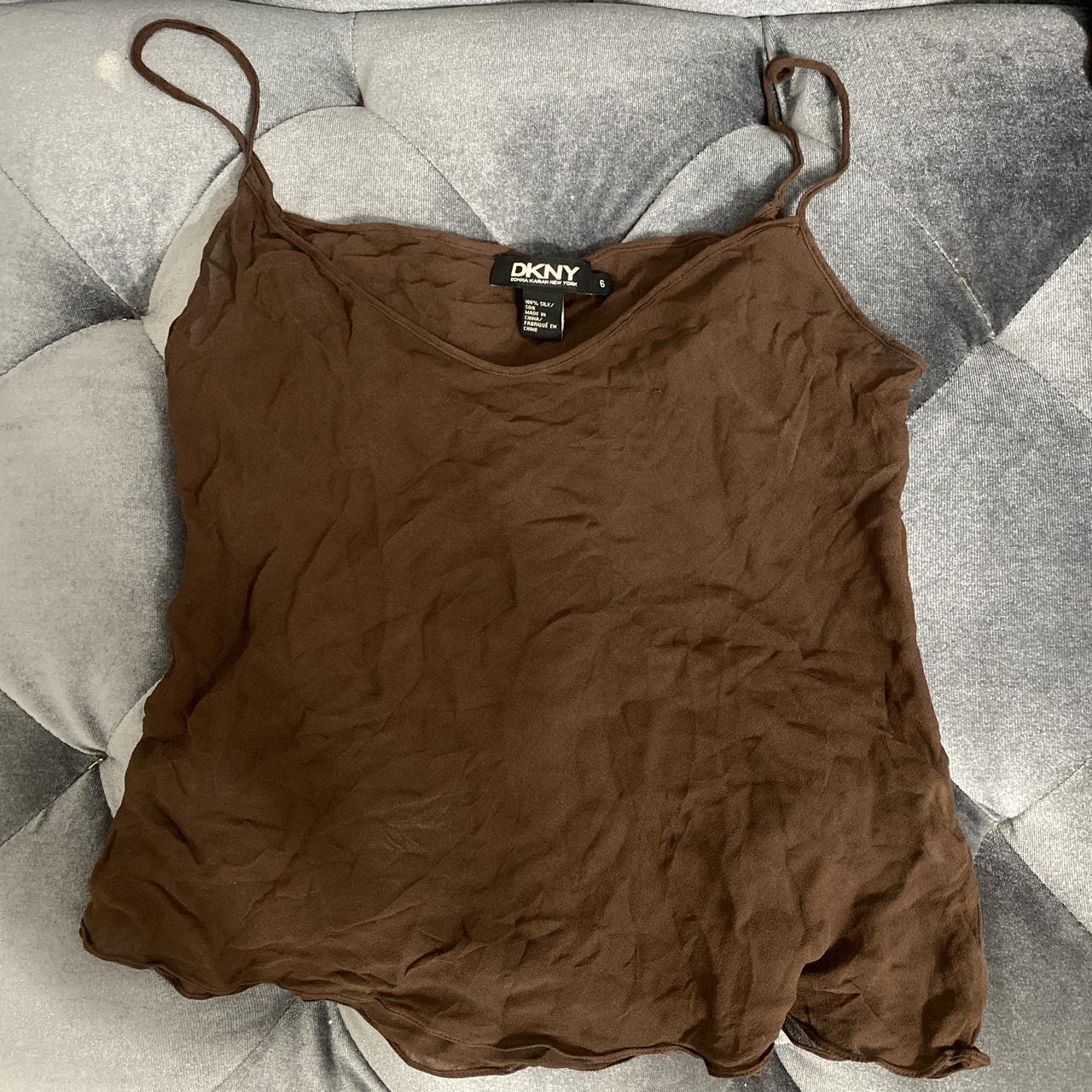 sheer brown stretchy tank top fits like a crop... - Depop