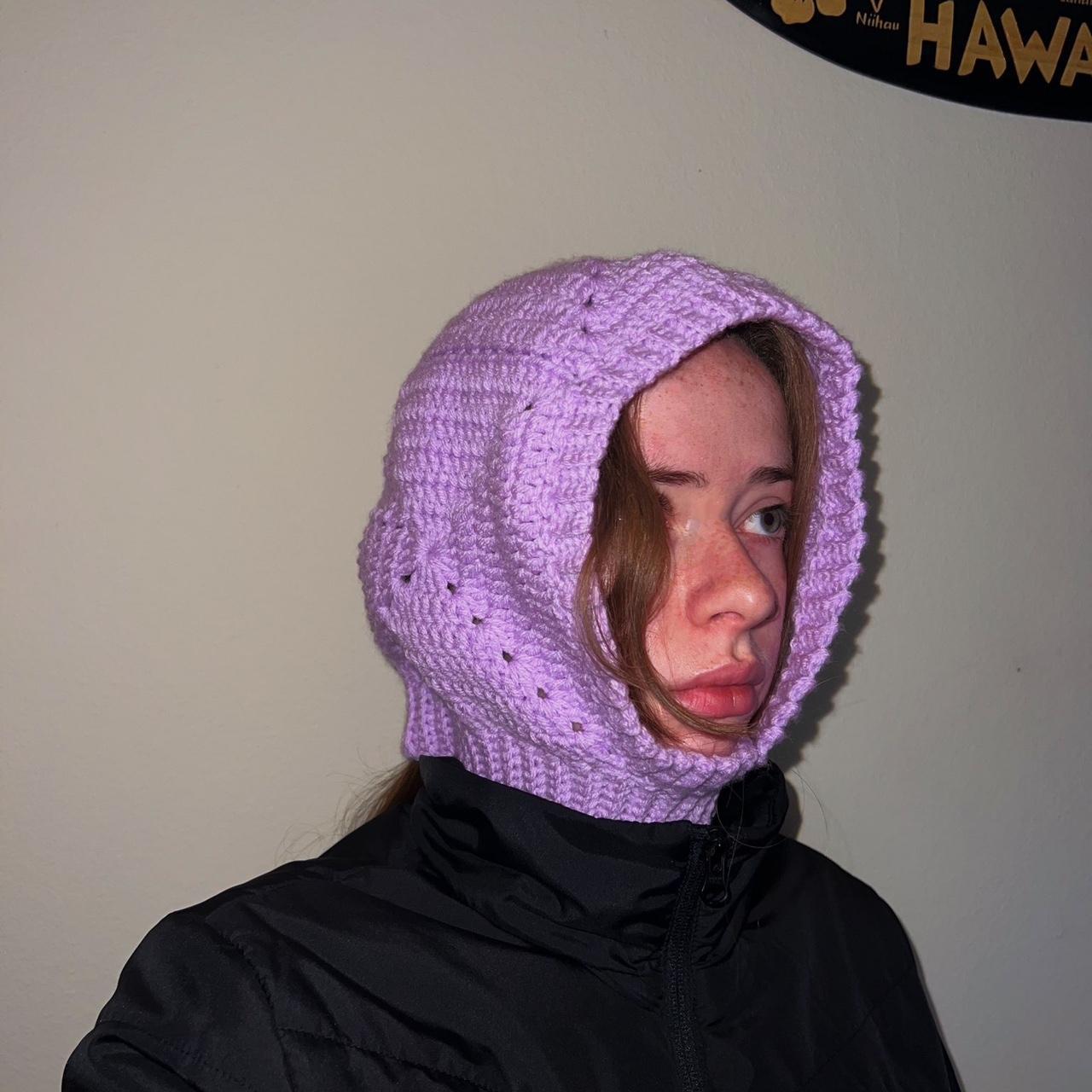 Handmade crochet balaclava Purple Balaclava... | Depop
