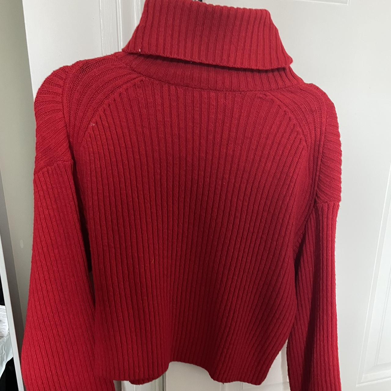 H&M red ribbed turtleneck Worn a few times Size XS - Depop