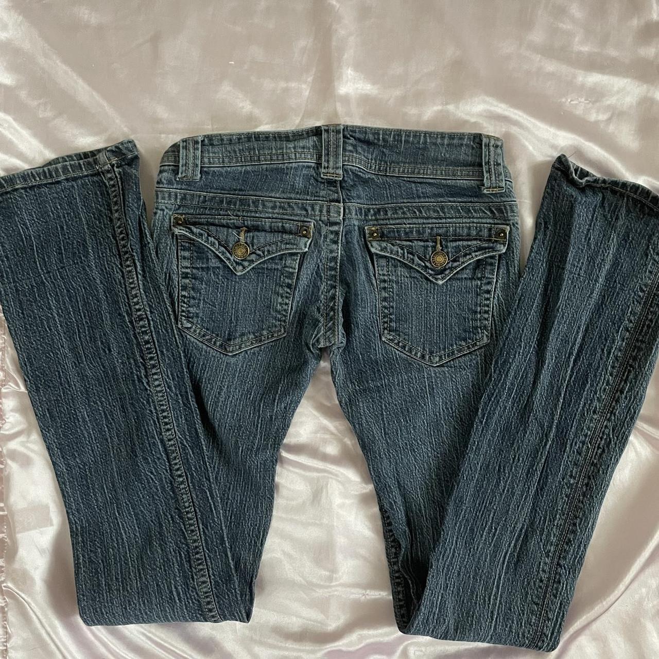 Wet Seal Women's Blue and Navy Jeans | Depop