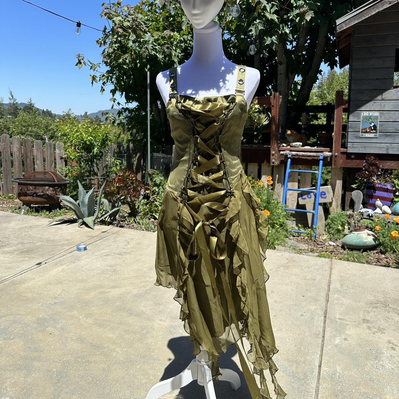 Dolls Kill Women's Green and Khaki Dress | Depop