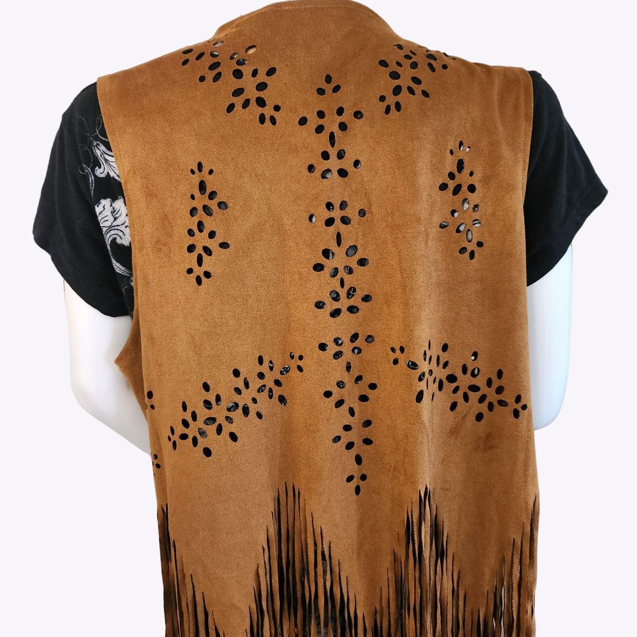 Wrangler Cowgirl Western Fringe Vest Cut Out Design... - Depop