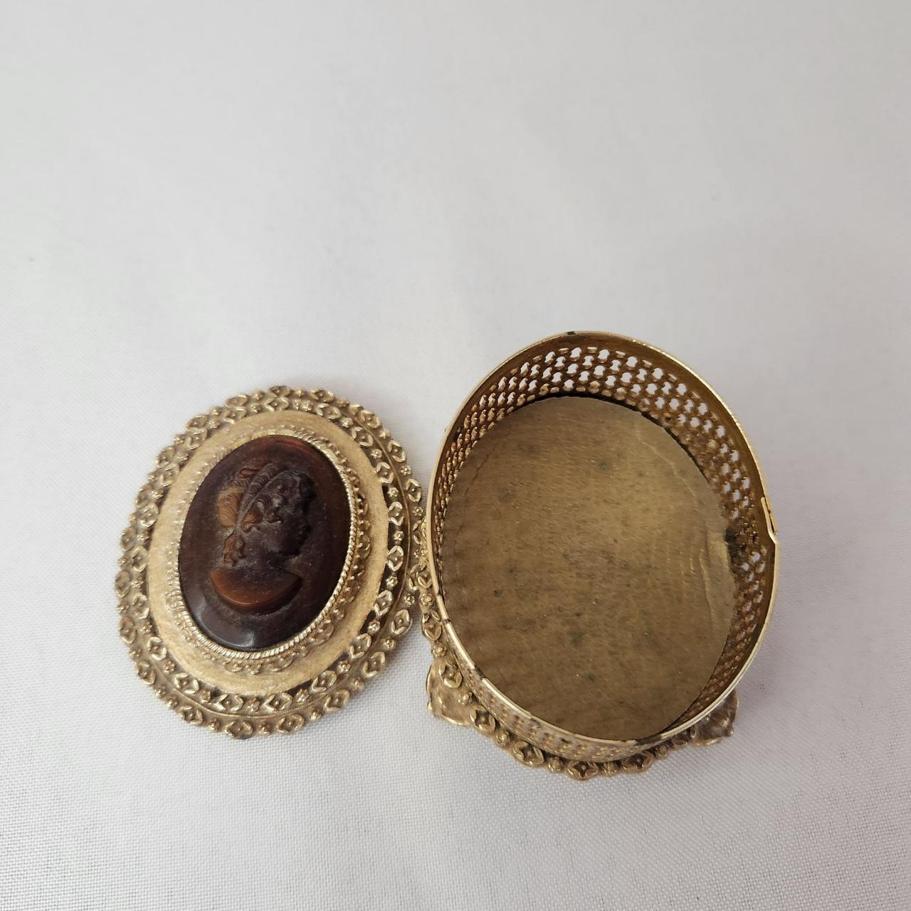 Gold Plated Trinket Box Brown Camo unattached Lid 2... - Depop