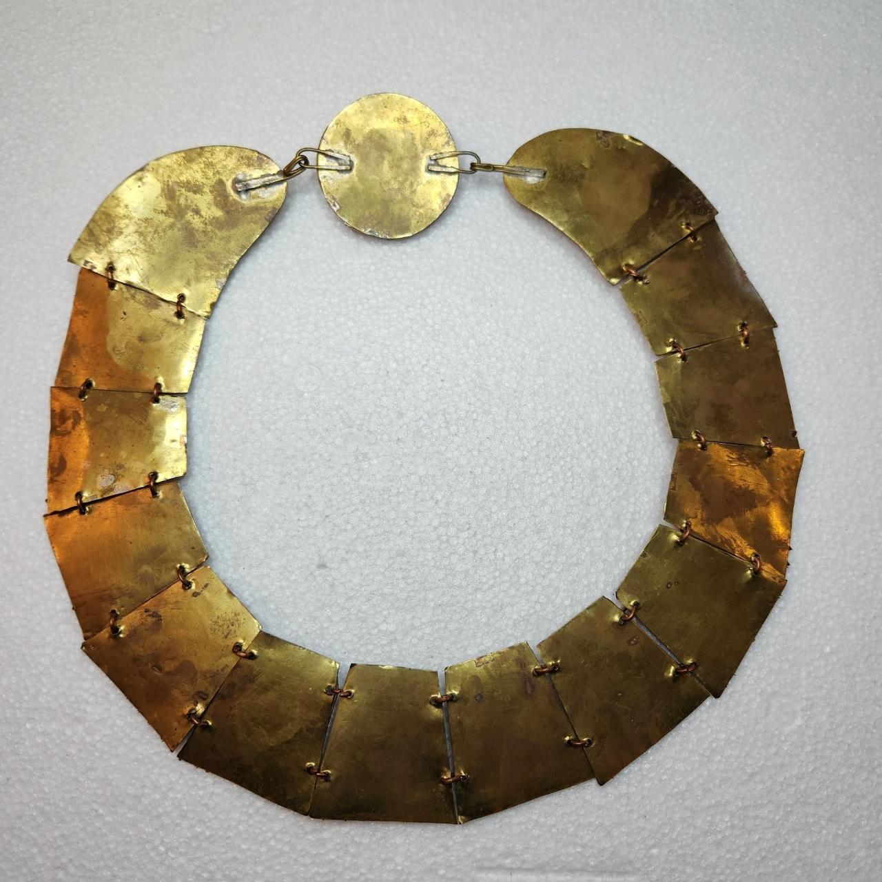 1930's Indian Hand-Crafted Copper Collar with Coral... | Depop