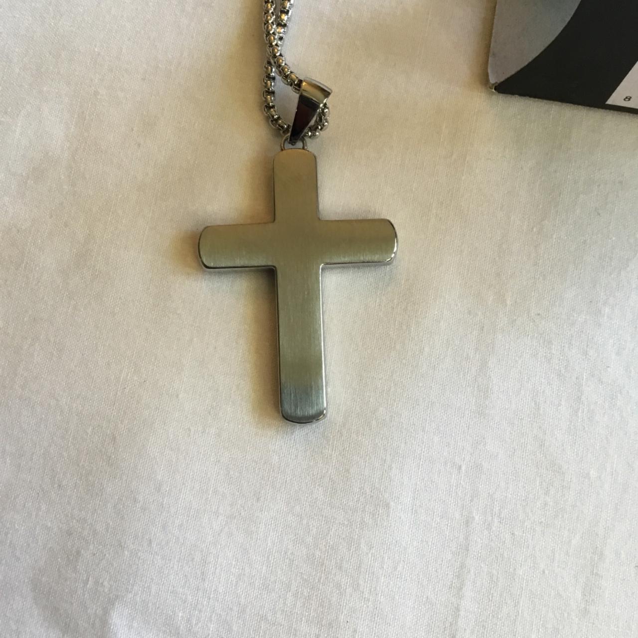 Men's Stainless Steel Rounded Cross Necklace 24" L... - Depop