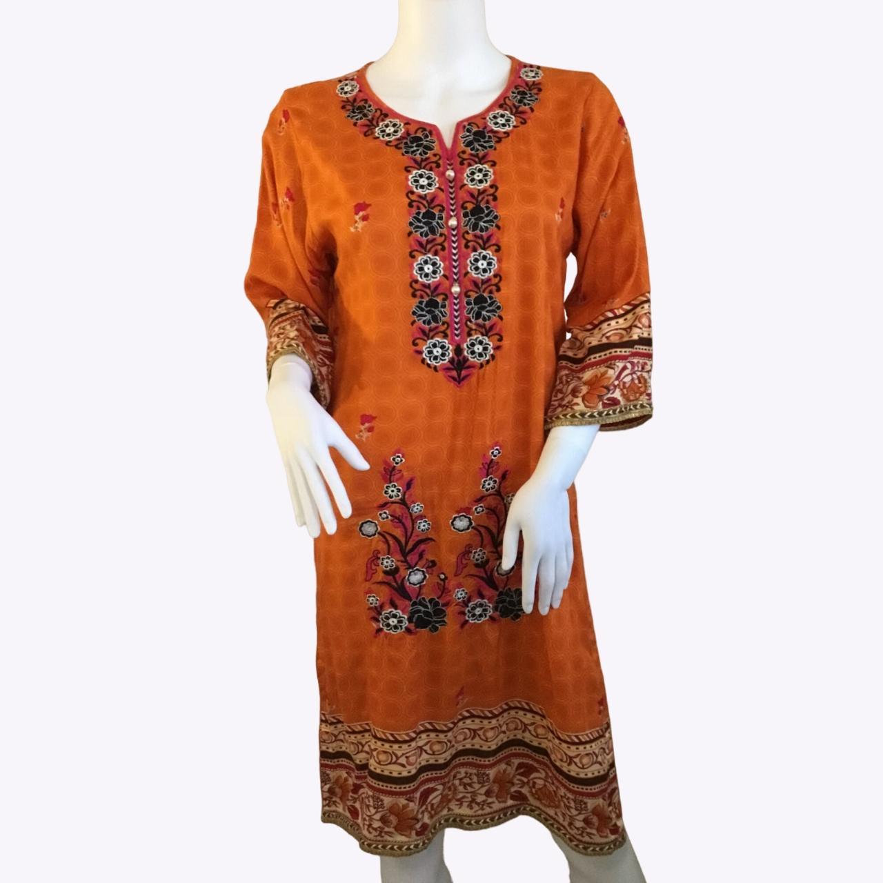 East Indian Dress with Embroidery and Pearl Buttons... - Depop