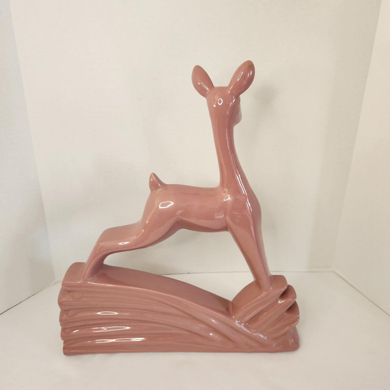 Vintage Royal Haeger Statue Pink Large 18" Deer MCM... - Depop