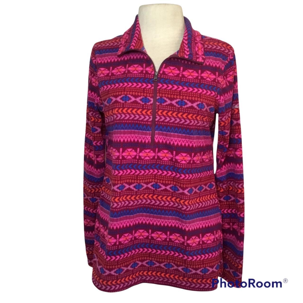 Columbia Aztec Half-Zip Long Sleeve Fleece Pullover... - Depop