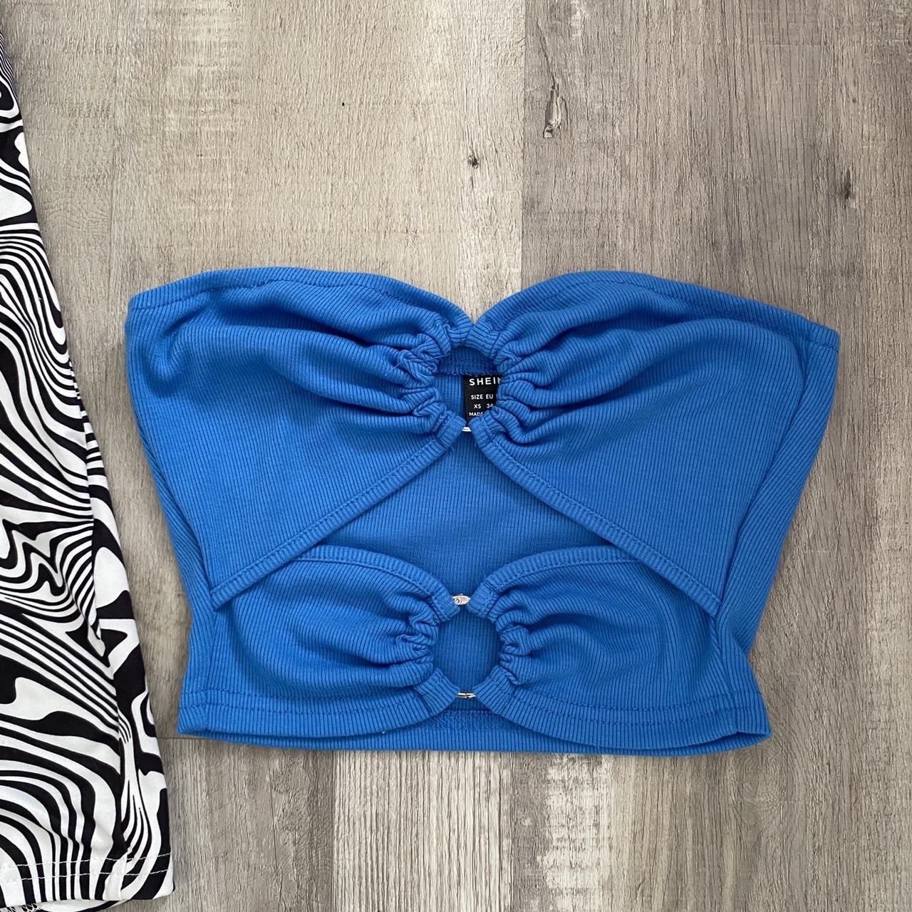 Tube top Blue strapless top #straplesstop #tubetop - Depop
