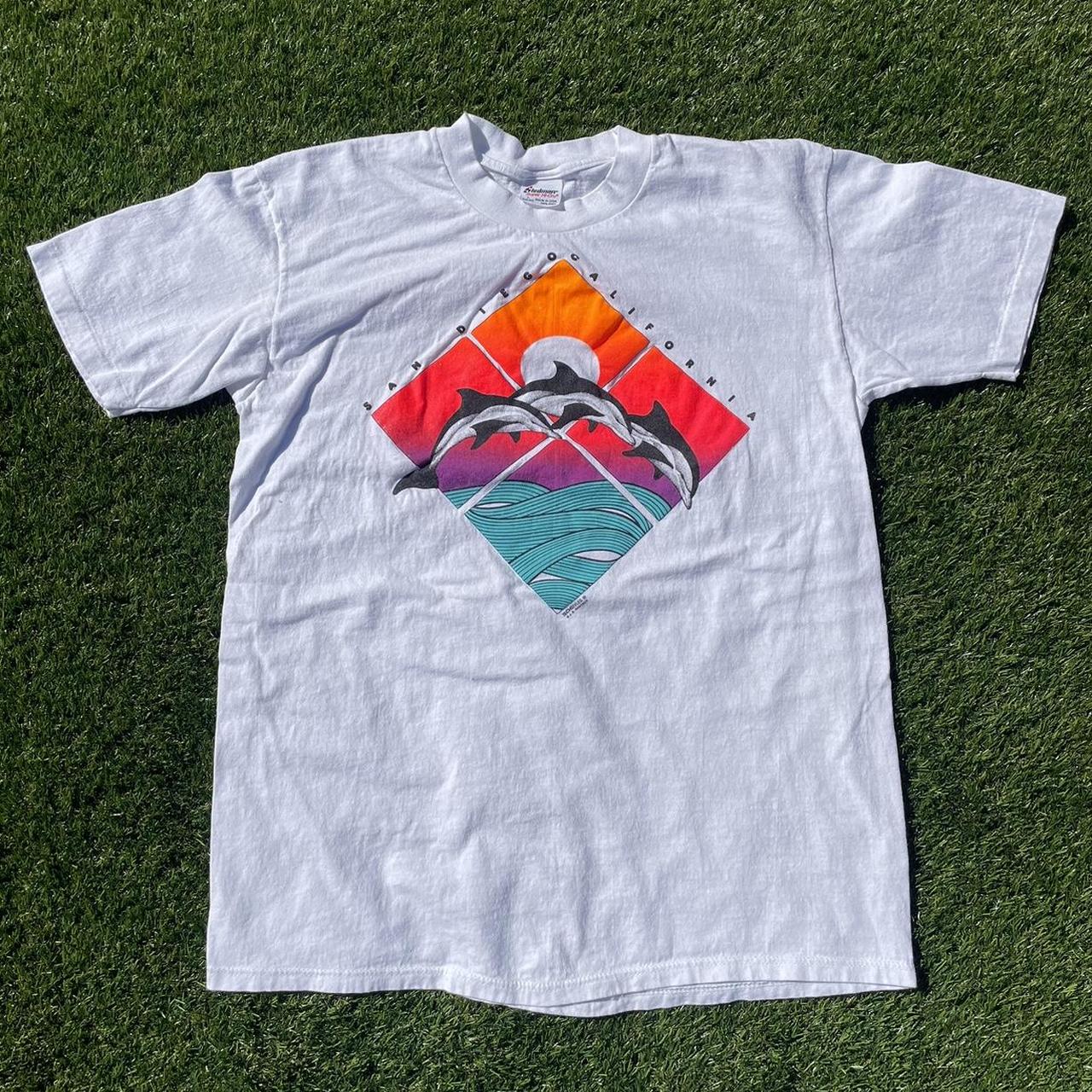 80s 90s San Diego Dolphins single stitch white and... - Depop