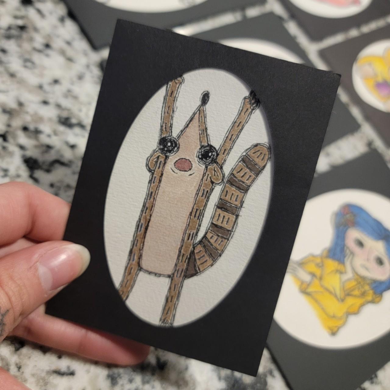 🖤🛺 Rigby 4" original watercolor painting (comes in... - Depop