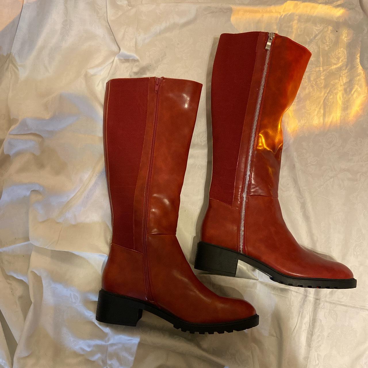 Red Boots - size 10 (women’s) - zipper on both sides... - Depop