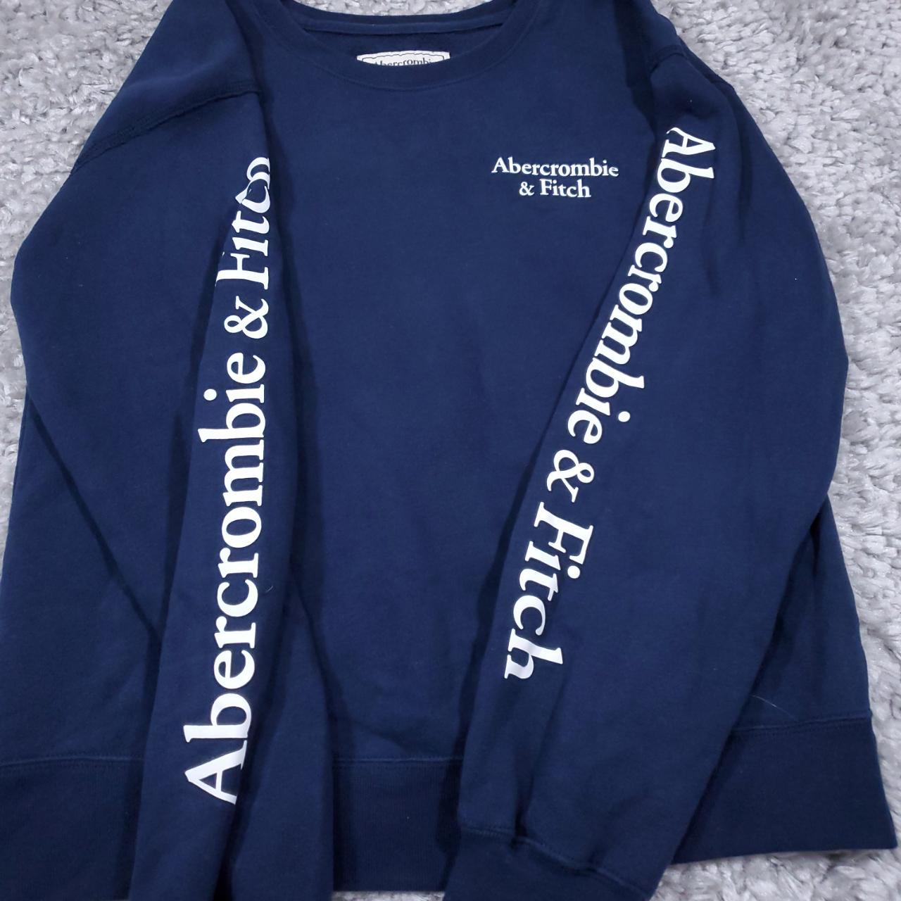 Abercrombie & Fitch navy blue and white crewneck y2k... - Depop