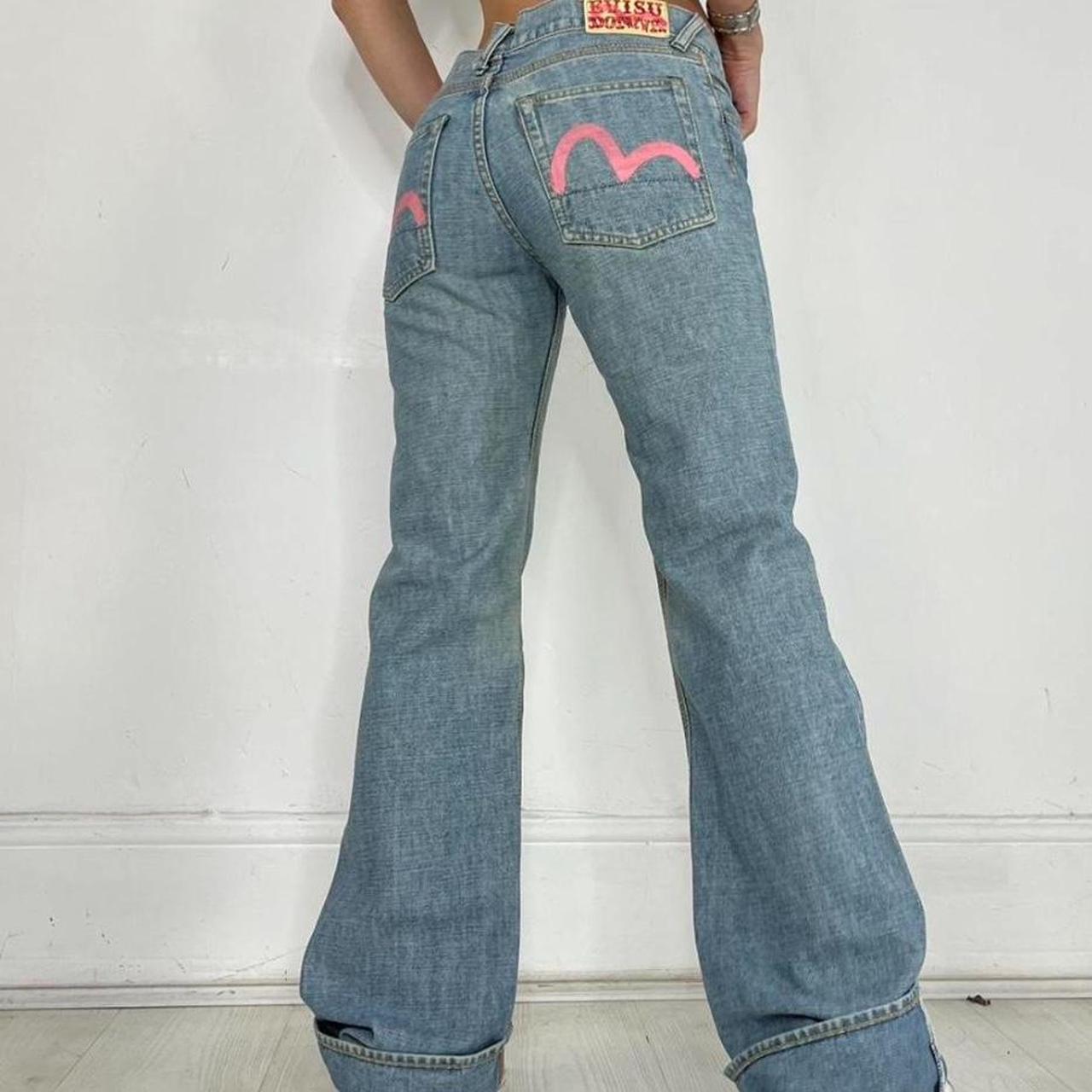 evisu pink jeans never worn w33, l33 great condition - Depop